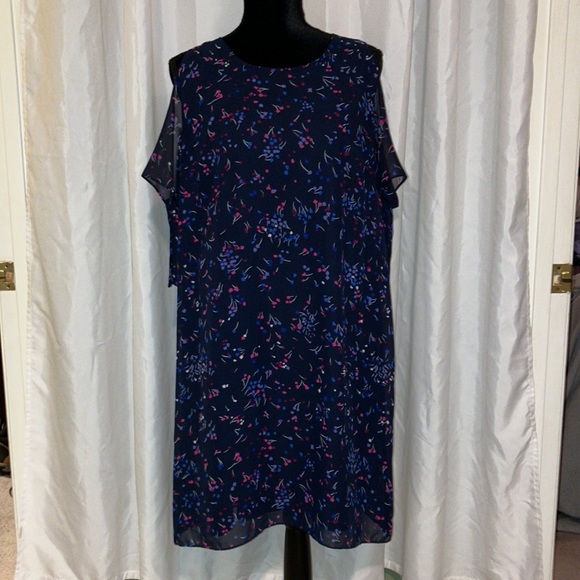 Roz & Ali | Dresses | Roz Ali Chiffon Tank Dress With Peekaboo Sleeve ...